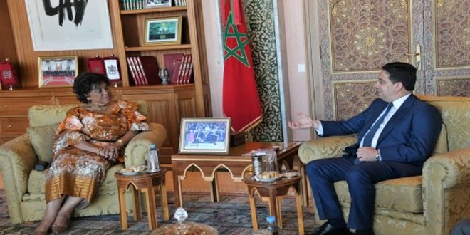 Nasser Bourita s’entretient avec la présidente de l’Assemblée nationale de la République d ...